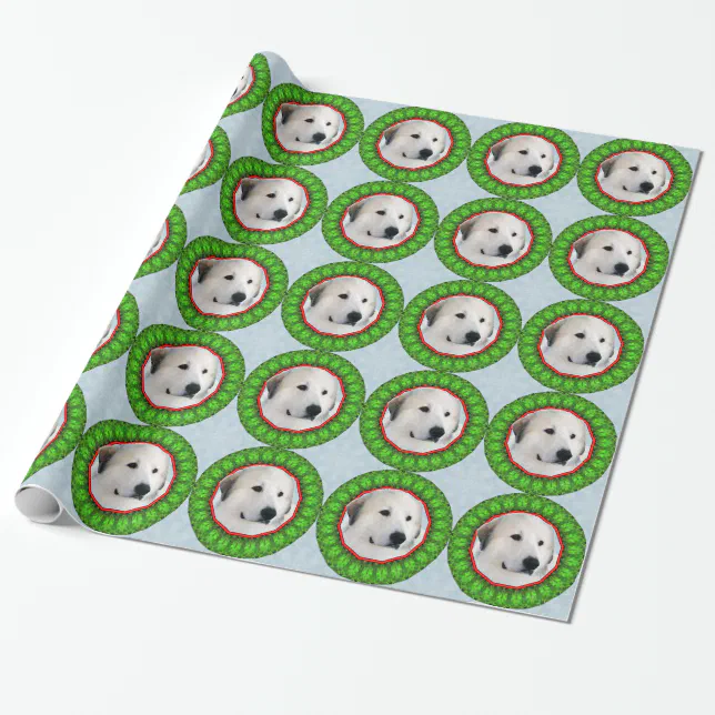 Great Pyrenees Wreath Christmas Wrap Wrapping Paper | Zazzle
