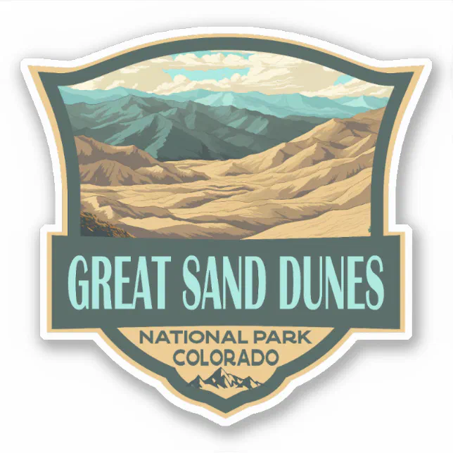 Great Sand Dunes National Park Illustration Retro Sticker | Zazzle