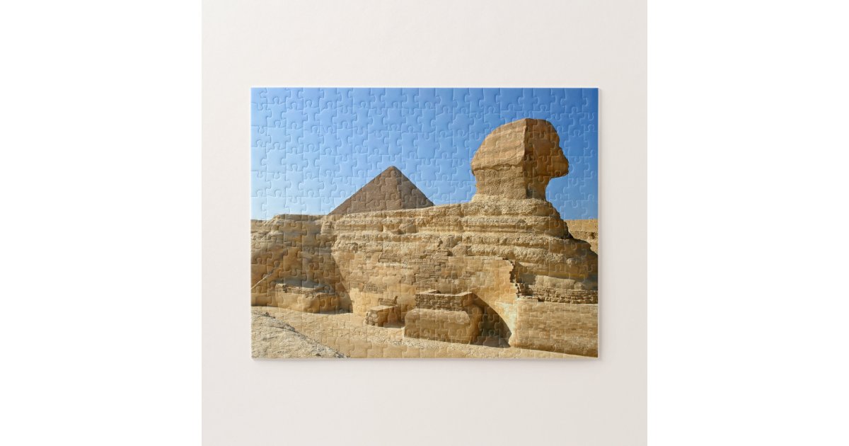 Great Sphinx of Giza with Khafre pyramid - Egypt Jigsaw Puzzle | Zazzle