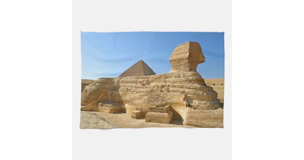 Great Sphinx of Giza with Khafre pyramid - Egypt Kitchen Towel | Zazzle