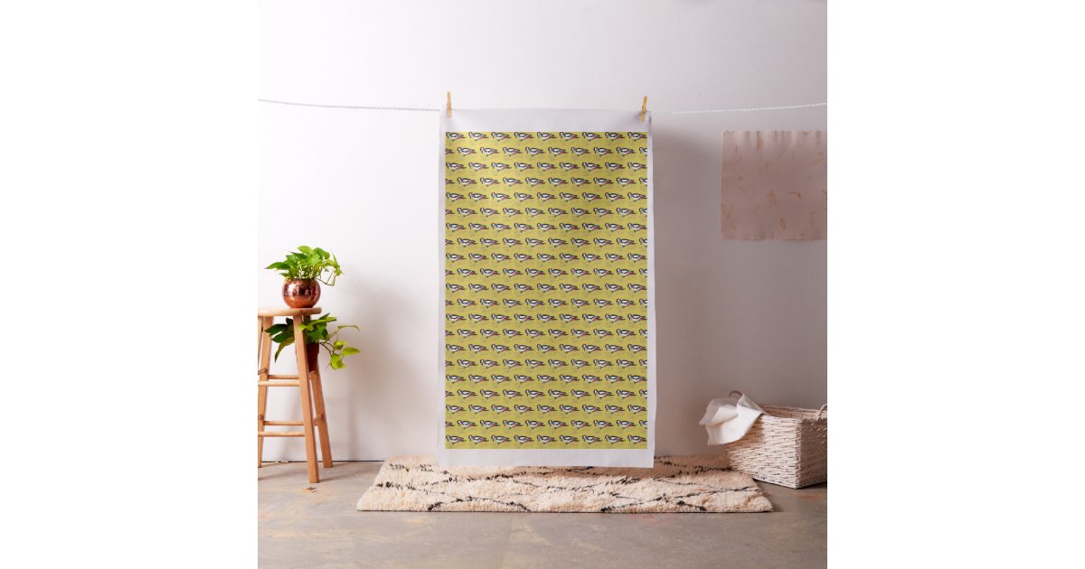 great spotted woodpecker fabric | Zazzle