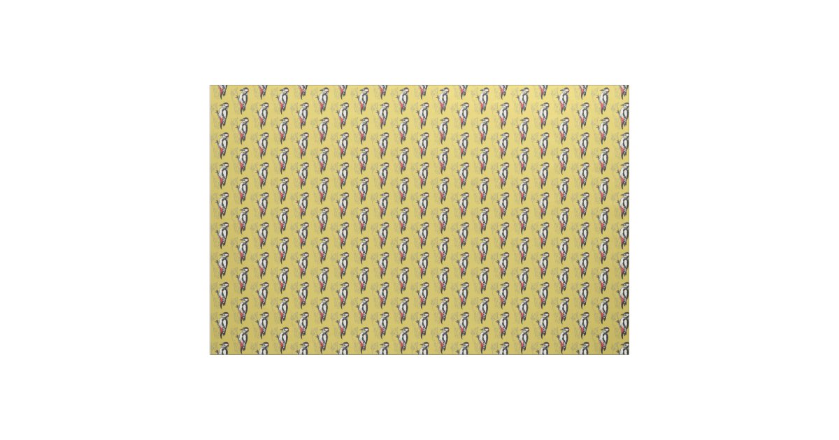 great spotted woodpecker fabric | Zazzle