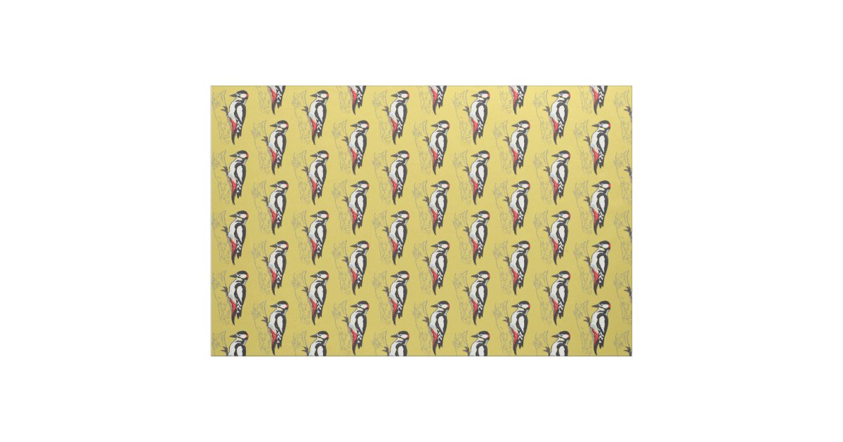 great spotted woodpecker fabric | Zazzle