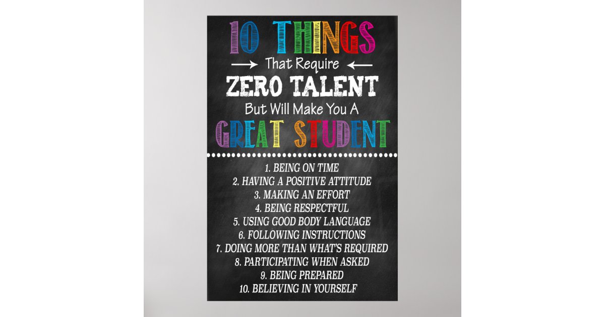 Great Student Classroom Printable Poster | Zazzle