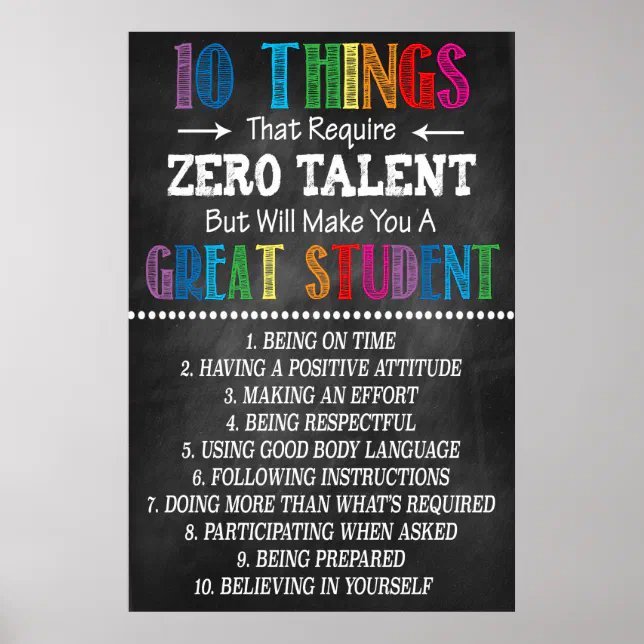 Great Student Classroom Printable Poster | Zazzle
