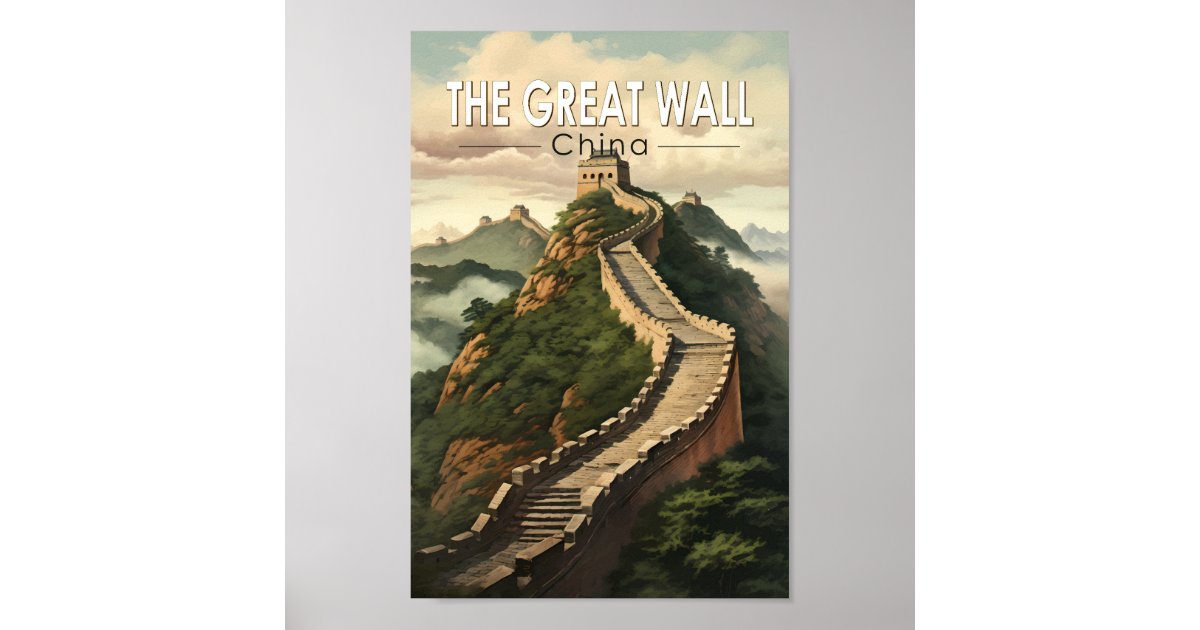 Great Wall of China Travel Art Vintage Poster | Zazzle