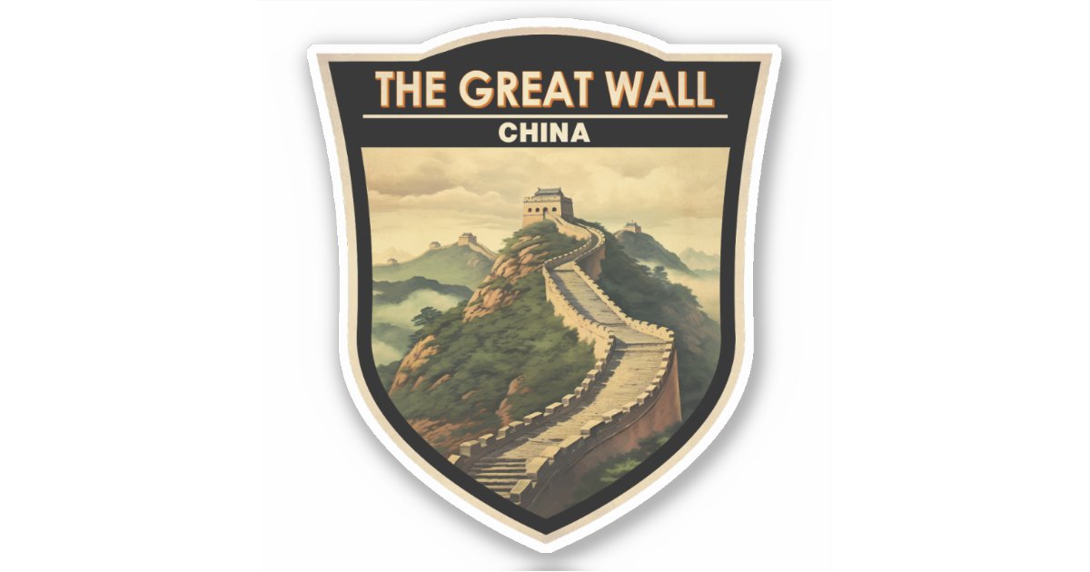 Great Wall of China Travel Art Vintage Sticker | Zazzle
