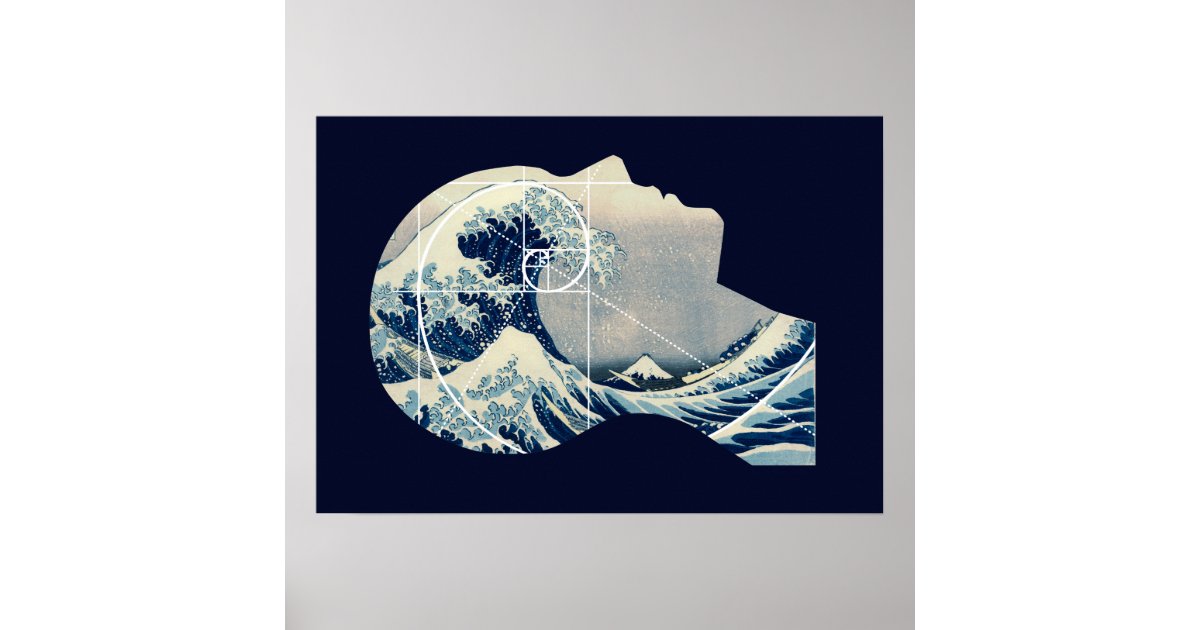 Great Wave, Hokusai Meets Fibonacci in My Head Poster | Zazzle