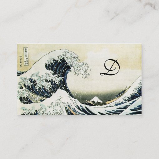 GREAT WAVE MONOGRAM Blue Business Card | Zazzle