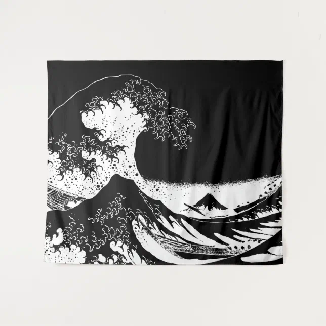 Great Wave off Kanagawa Black and White Tapestry | Zazzle