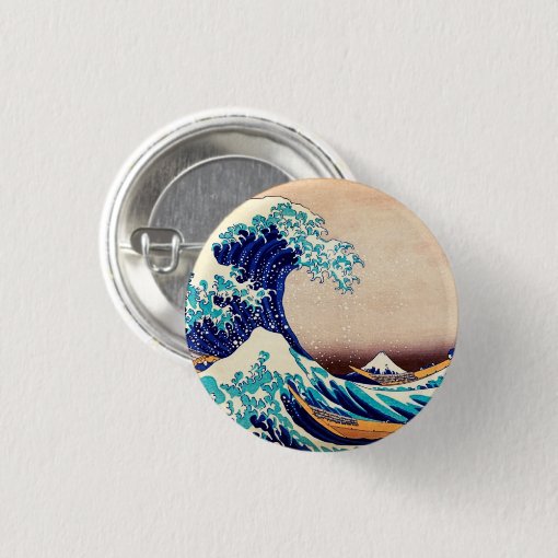 Great Wave Off Kanagawa Hokusai Japanese Vintage Pinback Button | Zazzle