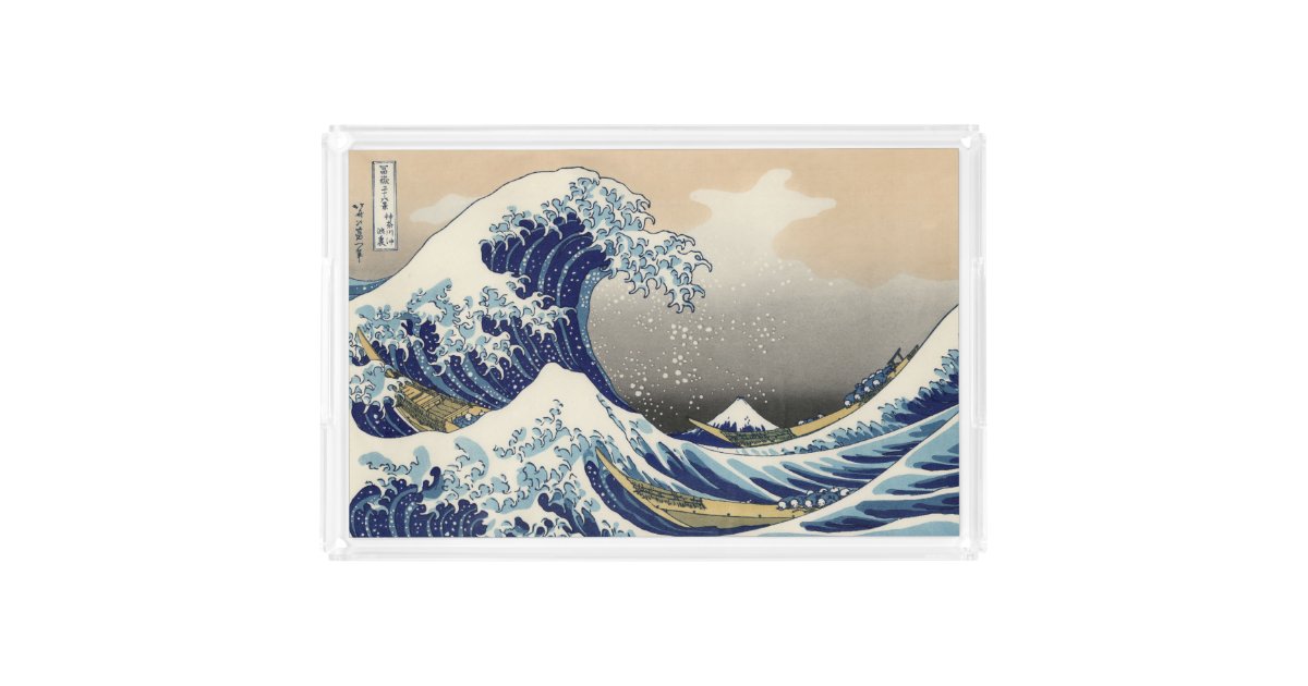 Great Wave off Kanagawa & Mount Fuji Japan Sea Acrylic Tray | Zazzle