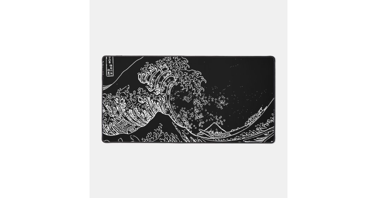 Great Wave Outline Black and White Mouse Pad | Zazzle