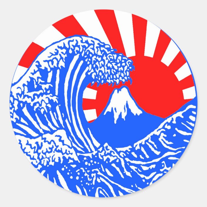 Great Wave & Rising Sun Stickers | Zazzle.com