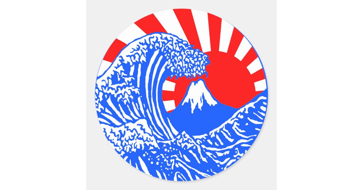 Great Wave & Rising Sun Stickers | Zazzle