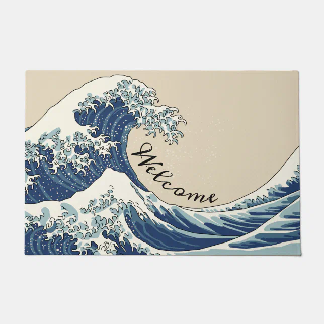 Great wave - traditional blue doormat | Zazzle