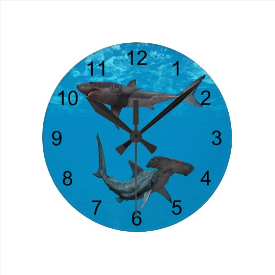 Great White and Hammerhead Shark Clock | Zazzle.com