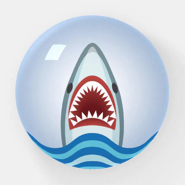 Great White Shark Attack Cartoon Paperweight | Zazzle