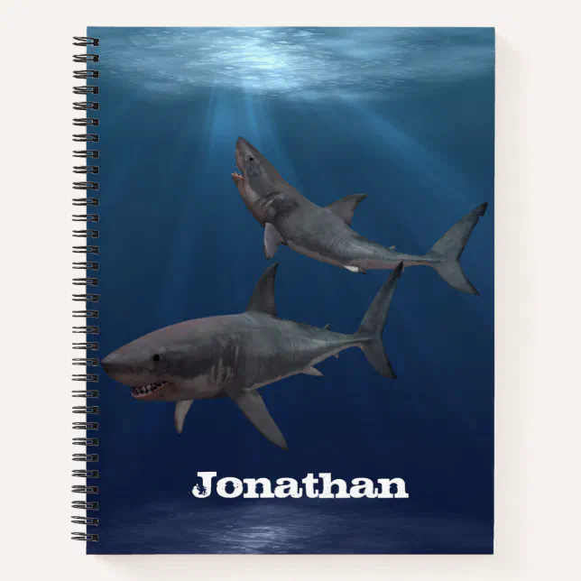 Great White Shark Personalized Ocean Notebook | Zazzle