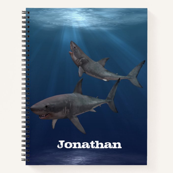 Great White Shark Personalized Ocean Notebook | Zazzle.com