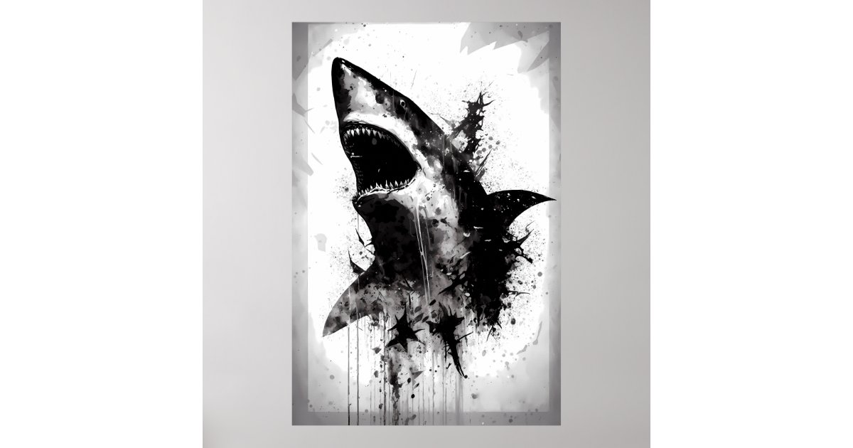 Great White Shark Portrait Poster | Zazzle