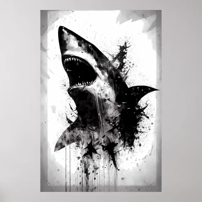 Great White Shark Portrait Poster | Zazzle