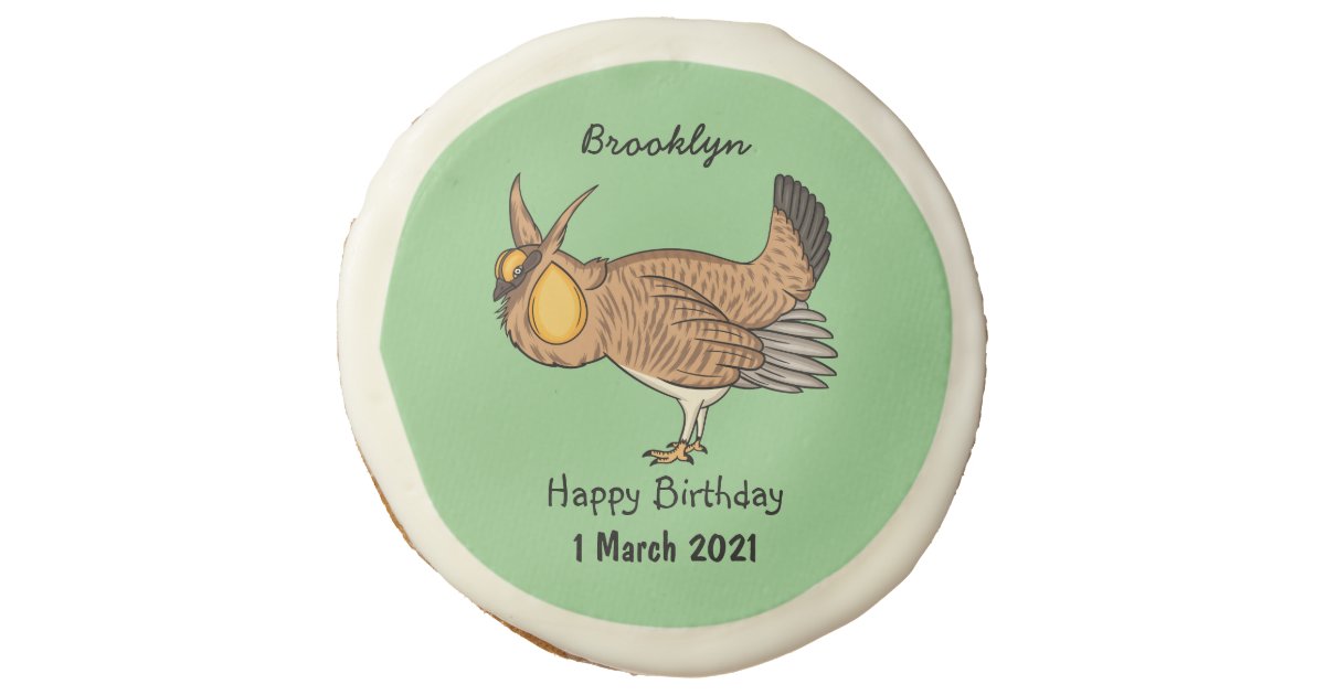Greater prairie chicken cartoon illustration sugar cookie | Zazzle
