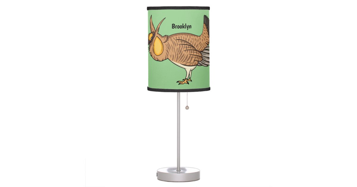 Greater prairie chicken cartoon illustration table lamp | Zazzle