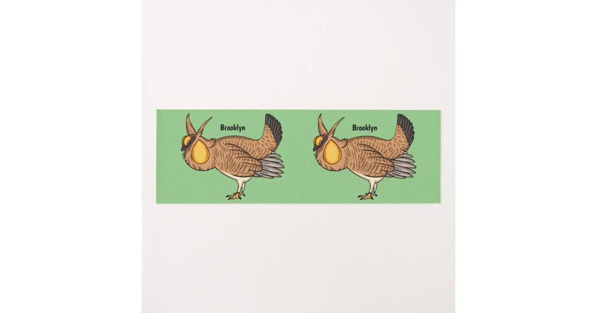 Greater prairie chicken cartoon illustration yoga mat | Zazzle