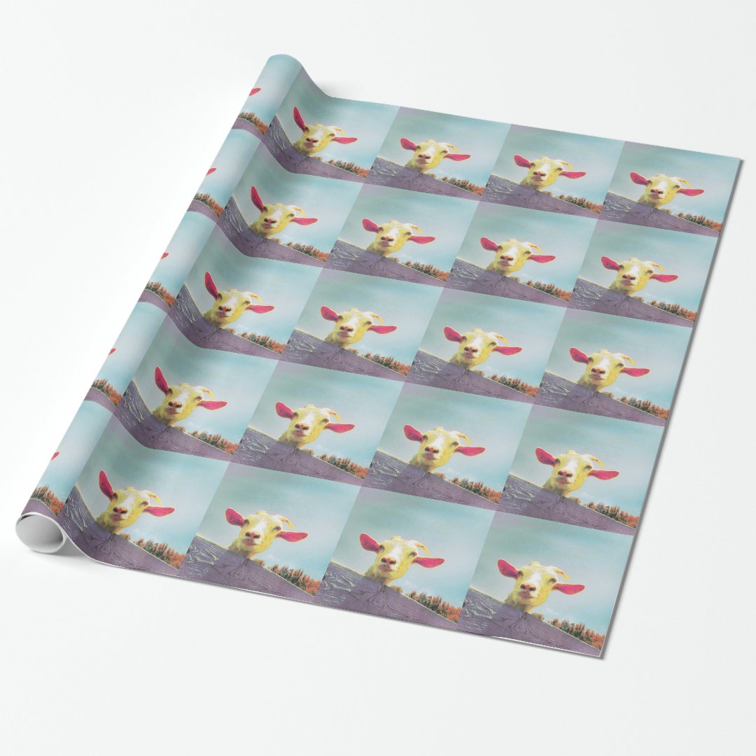 Greatest of All Time pink eared goat Wrapping Paper | Zazzle