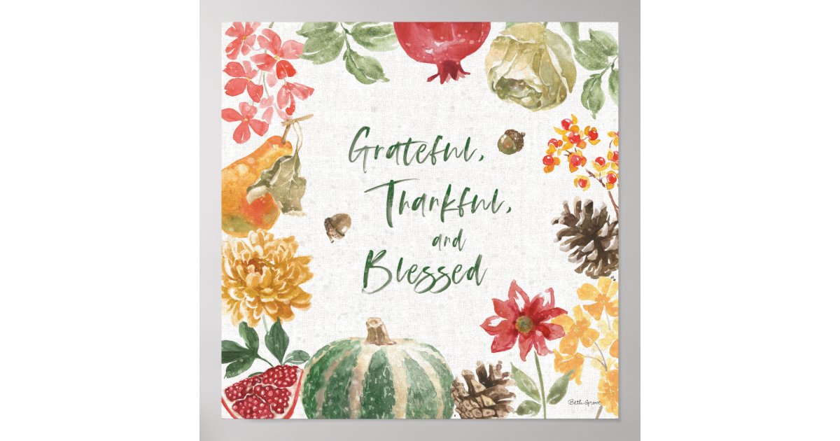 Greatful, Thankful, and Blessed Harvest Poster | Zazzle