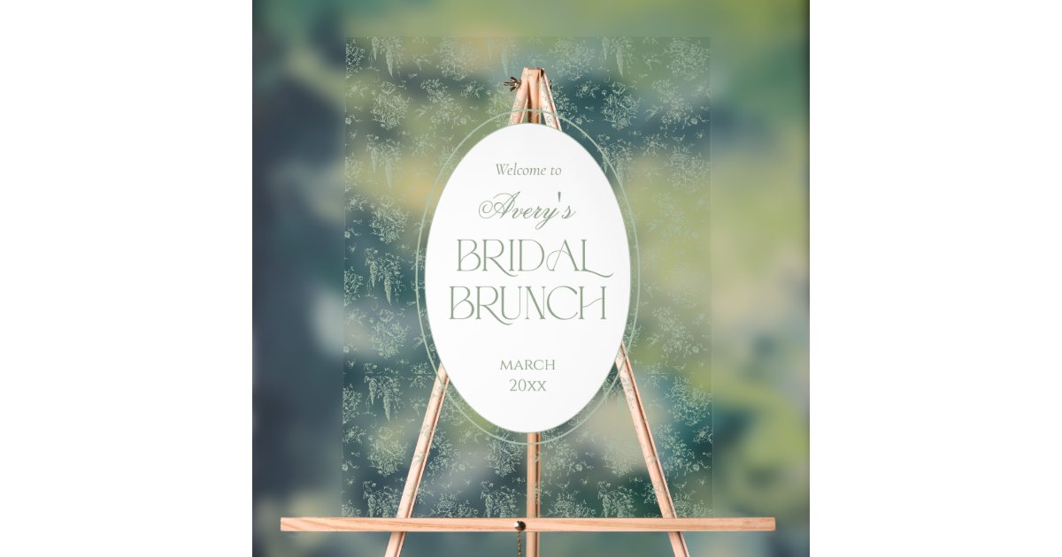 Gree Toile Floral Vintage Bridal Shower Welcome Acrylic Sign | Zazzle