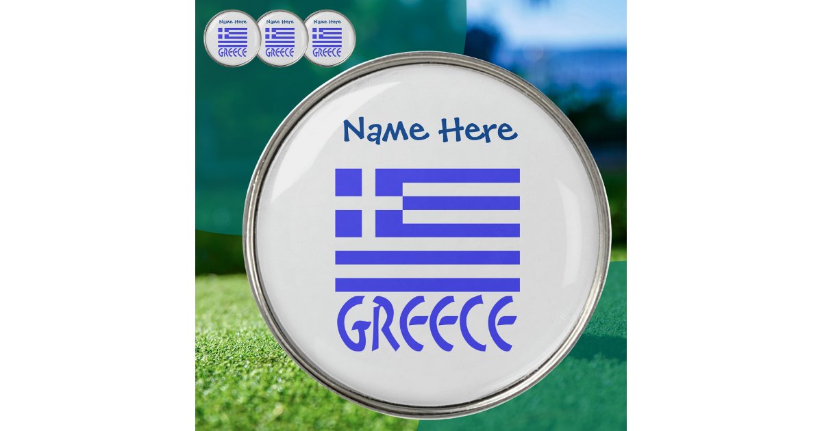 Greece and Greek Flag Blue Personalization Golf Ball Marker | Zazzle