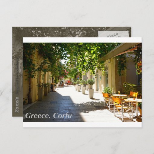 Greece Corfu Street, Postcard | Zazzle