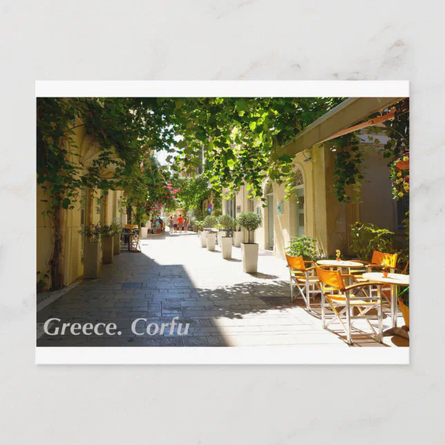 Greece Corfu Street, Postcard | Zazzle