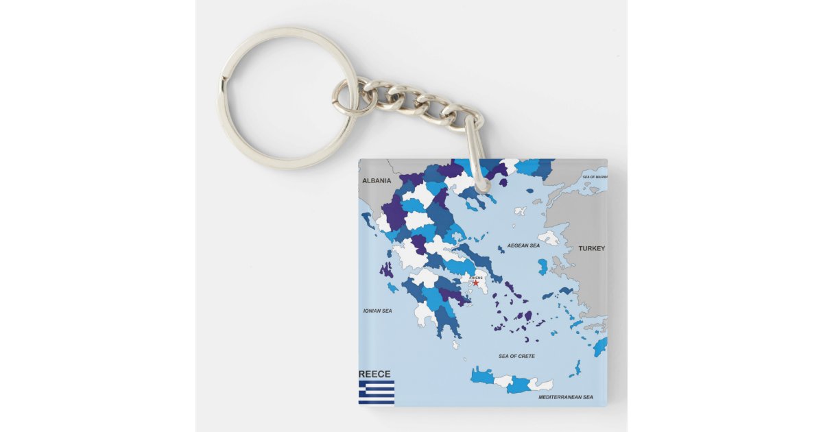 greece country political map flag greek keychain | Zazzle