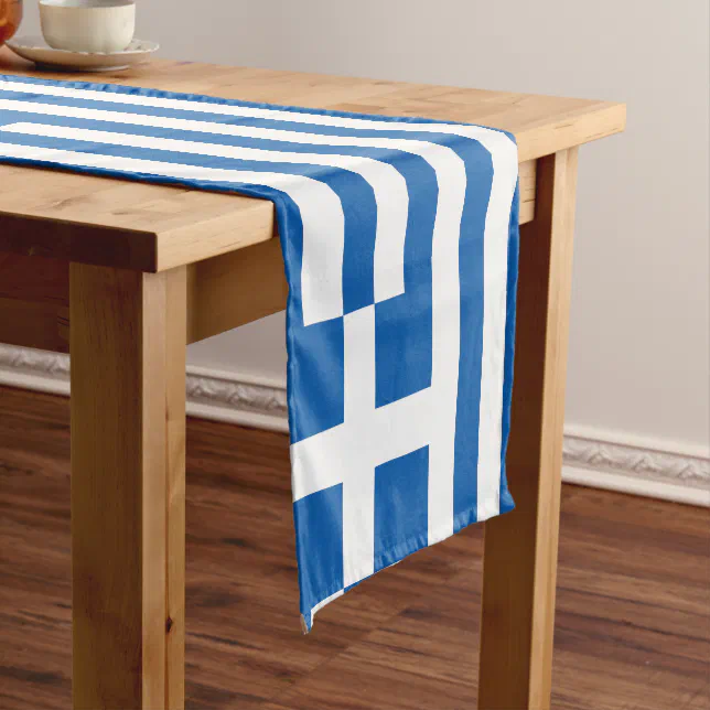Greece Flag Greek Patriotic Short Table Runner | Zazzle