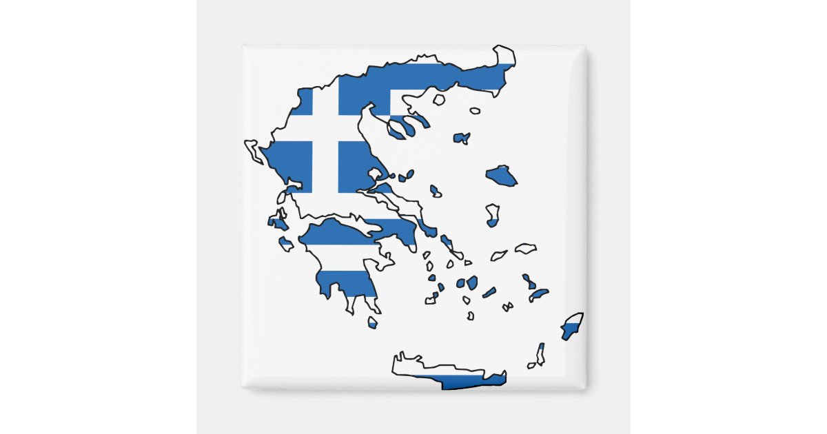 Greece Flag Map GR Magnet | Zazzle