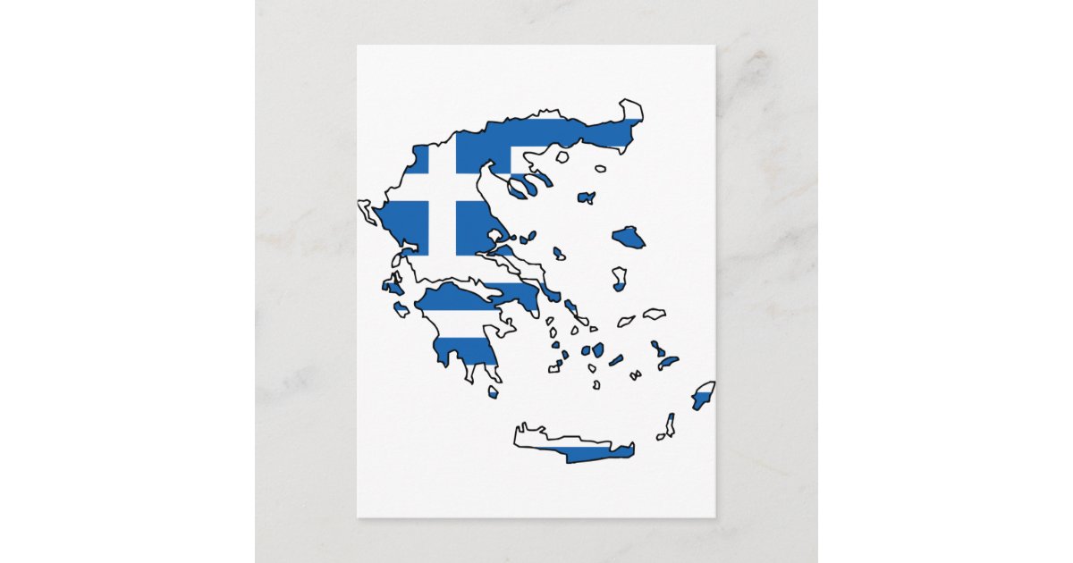Greece Flag Map GR Postcard | Zazzle