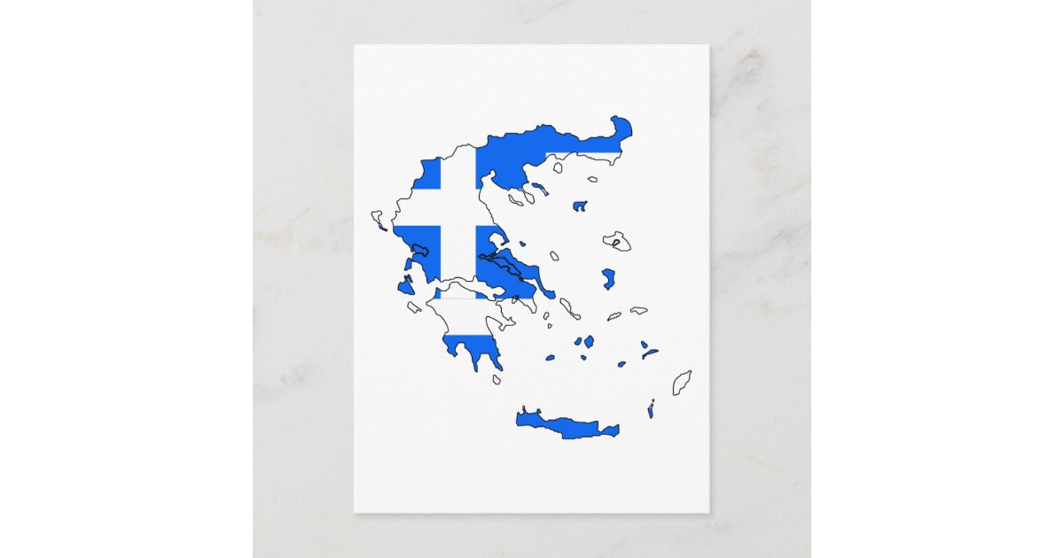 Greece flag map postcard | Zazzle