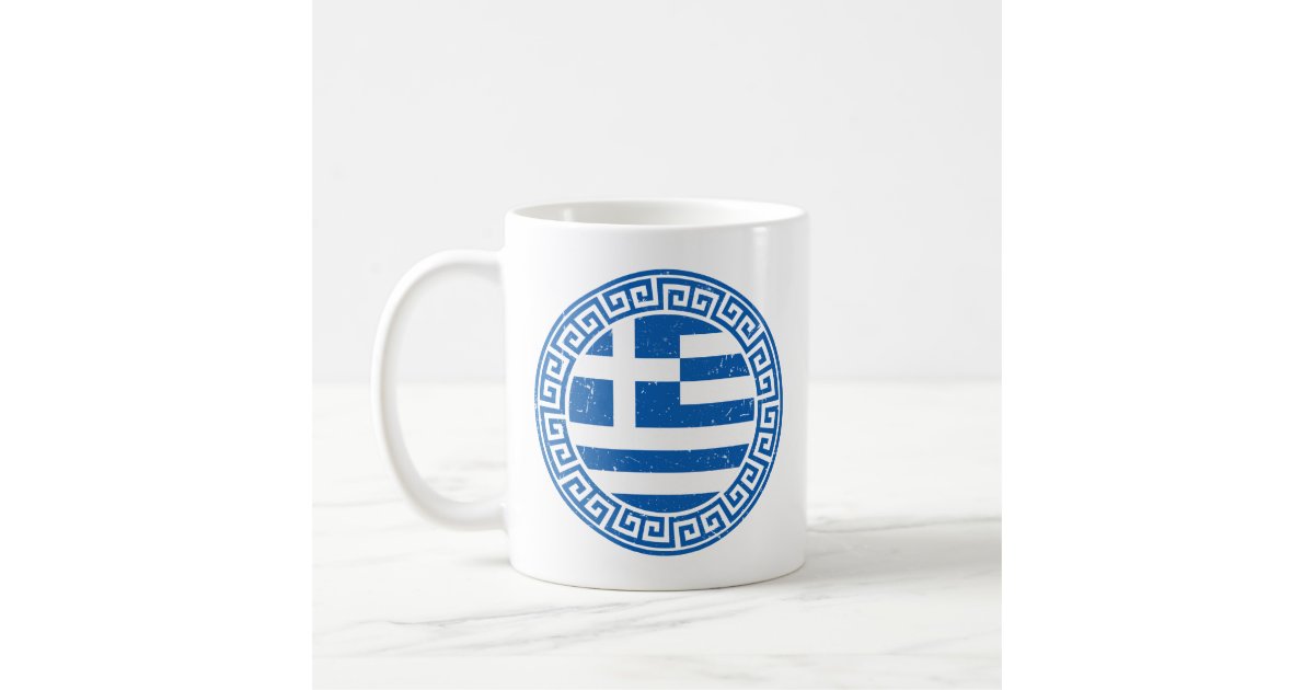Greece Flag With Greek Key Pattern Design Coffee Mug | Zazzle