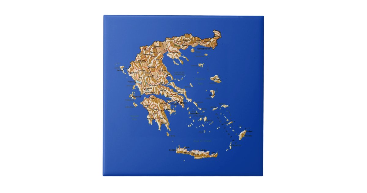 Greece Map Tile | Zazzle