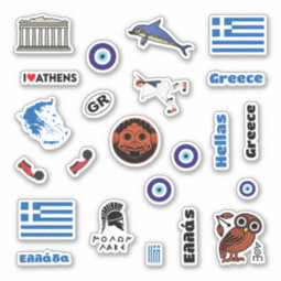 Greece Souvenirs Icons Assortment Sticker | Zazzle
