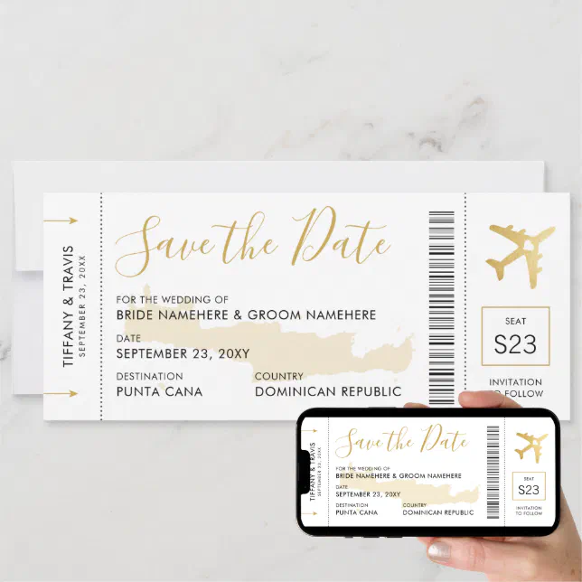 Greece Wedding Crete Map Ticket Save the Date | Zazzle