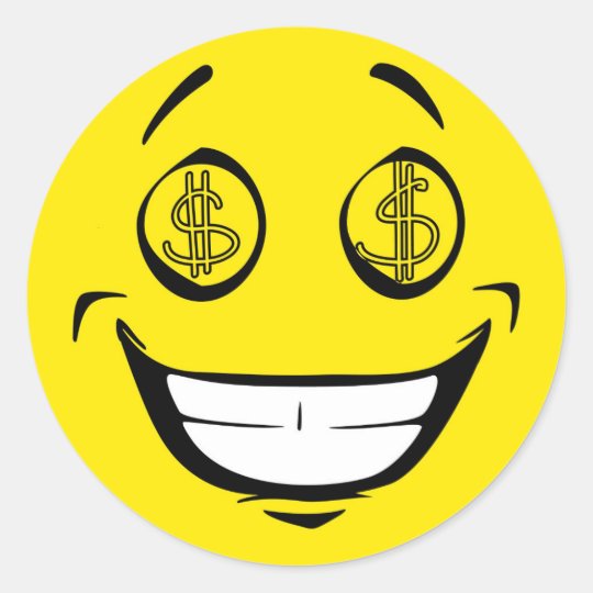 Greedy Money Eyes Yellow Face Classic Round Sticker | Zazzle.com