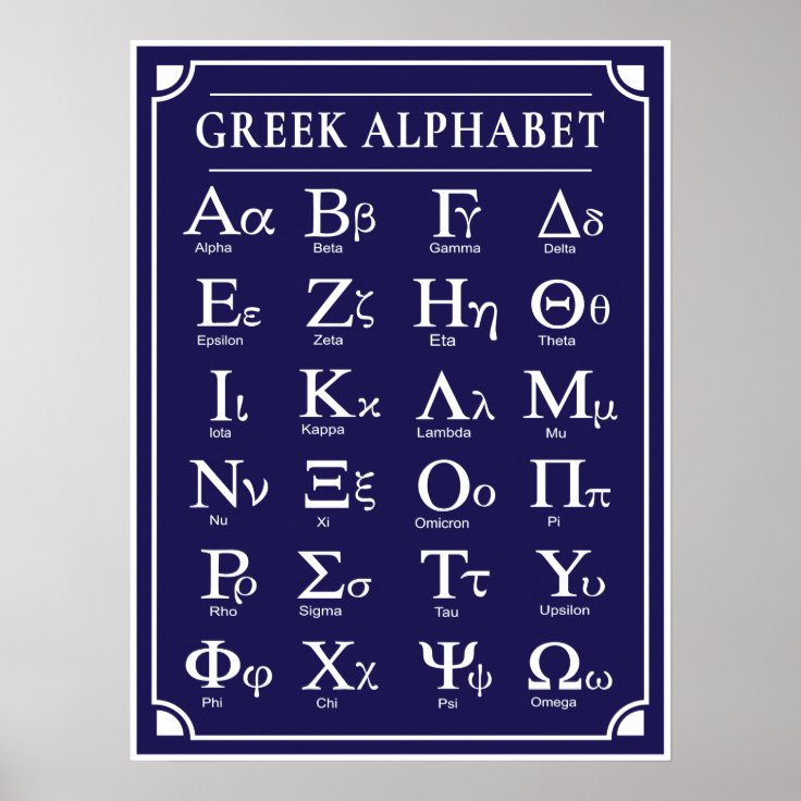 Greek Alphabet Blue Poster | Zazzle