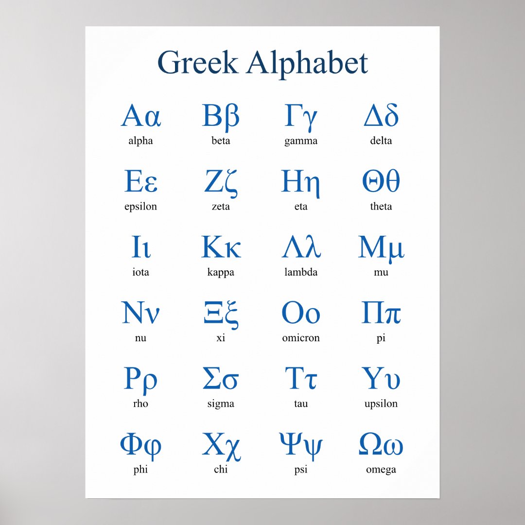 Greek Alphabet Vertical Poster | Zazzle