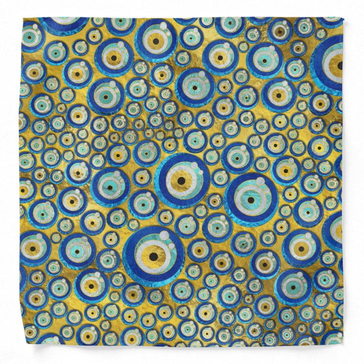 Greek Blue Glass Evil Eye Amulet Pattern Bandana | Zazzle