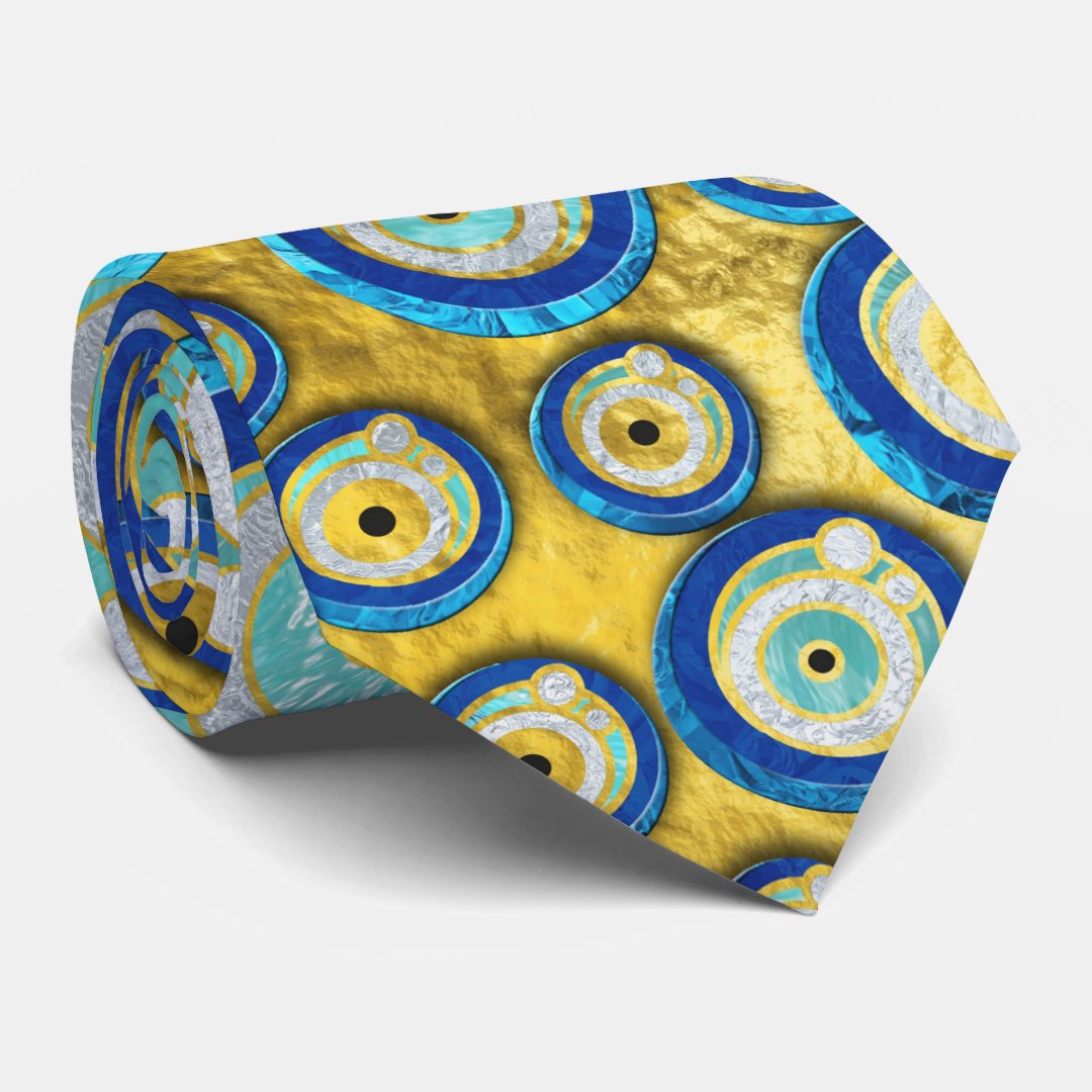 Greek Blue Glass Evil Eye Amulet Pattern Tie | Zazzle