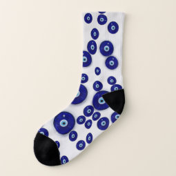 Greek Blue Glass Evil Eye Amulet Socks | Zazzle